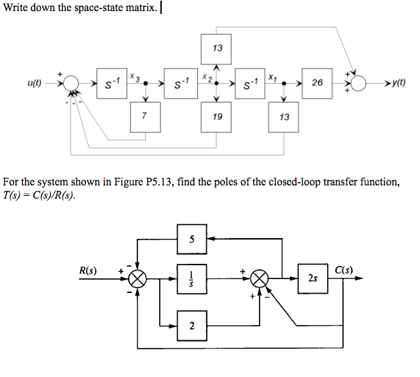 Solved Write down the space-state matrix. For the system | Chegg.com