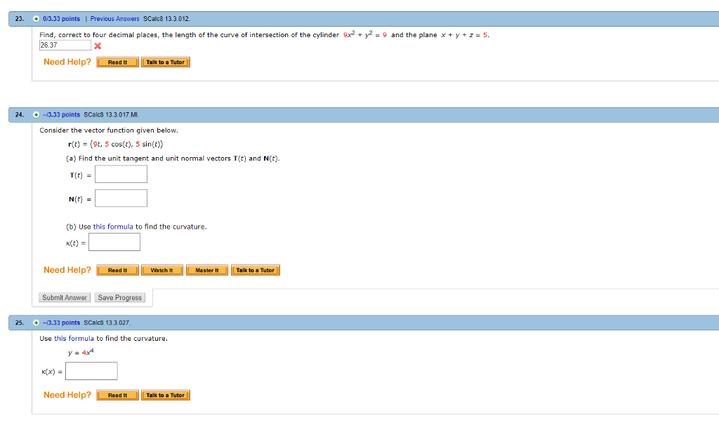Solved 23. 0/3.33 points | Previous Answers SCalc8 13.3.012. | Chegg.com