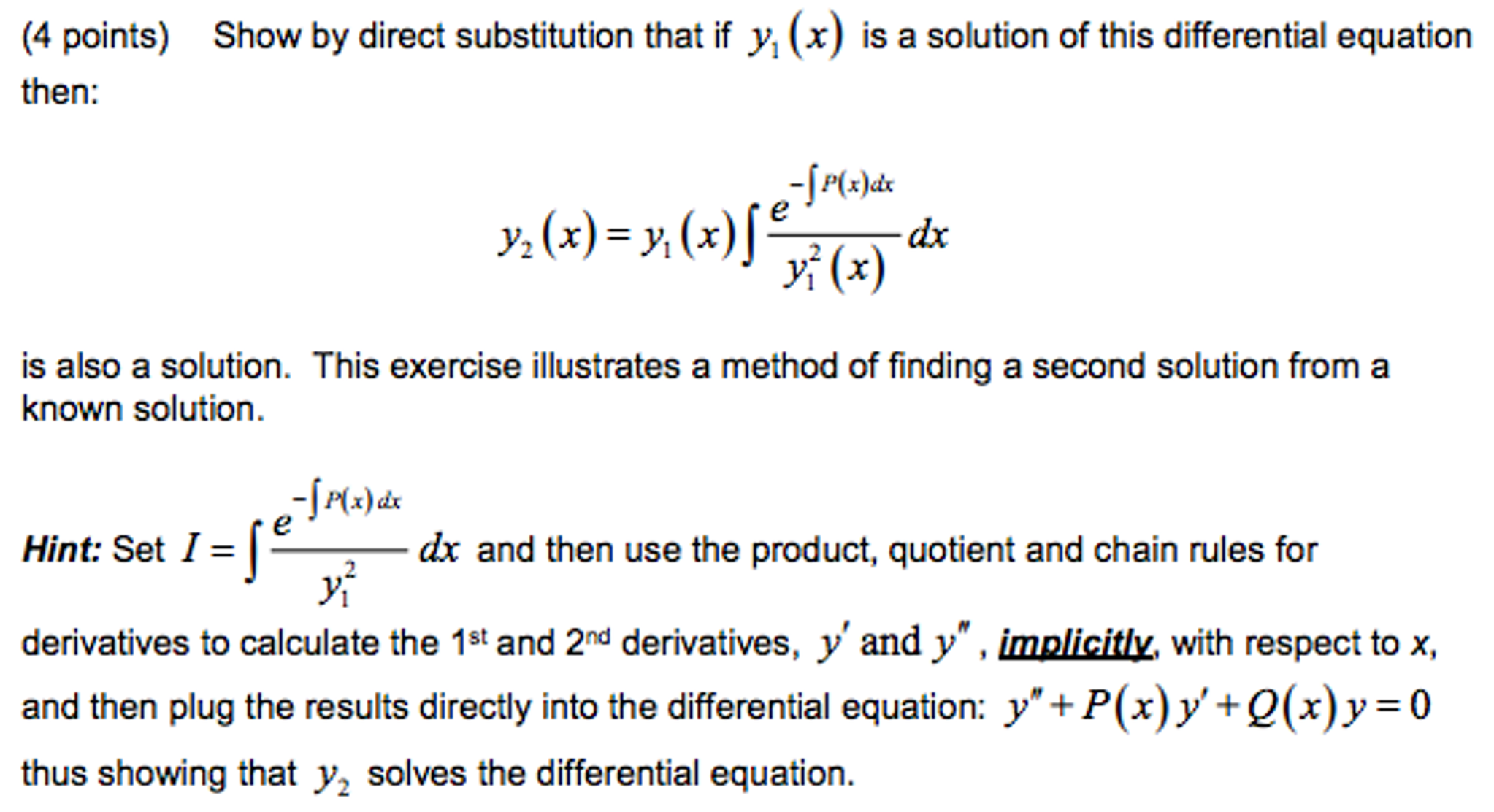 Solved Show by direct substitution that if y_1 (x) is a | Chegg.com