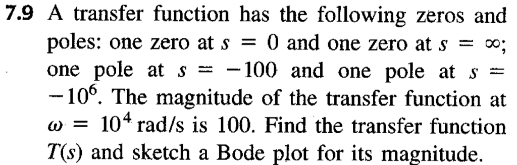 Solved 7.9 A transfer function has the following zeros and | Chegg.com