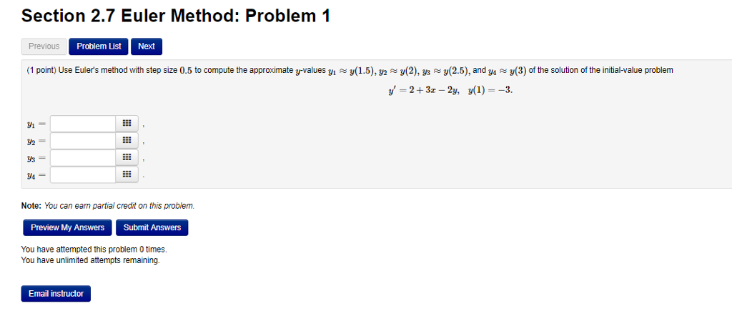 Solved Use Euler's method with step size 0.5 to compute the | Chegg.com
