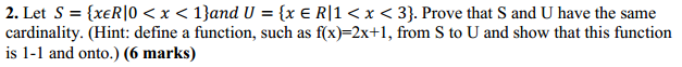 Solved DISCRETE MATH QUESTION Let S = {xER | 0 x