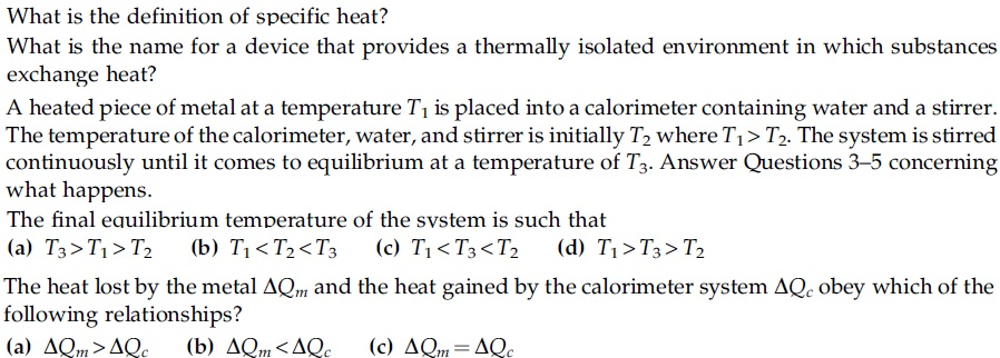 Solved What is the definition of specific heat? What is the | Chegg.com
