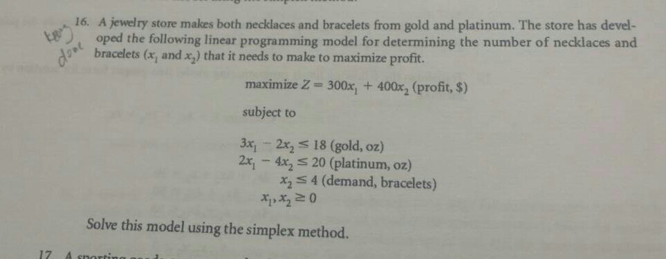 Solved 16. A jewelry store makes both necklaces and | Chegg.com