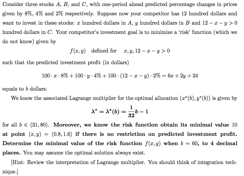 Consider three stocks A, B, and C, with one-period | Chegg.com Consider three stocks A, B, and C, with one-period | Chegg.com