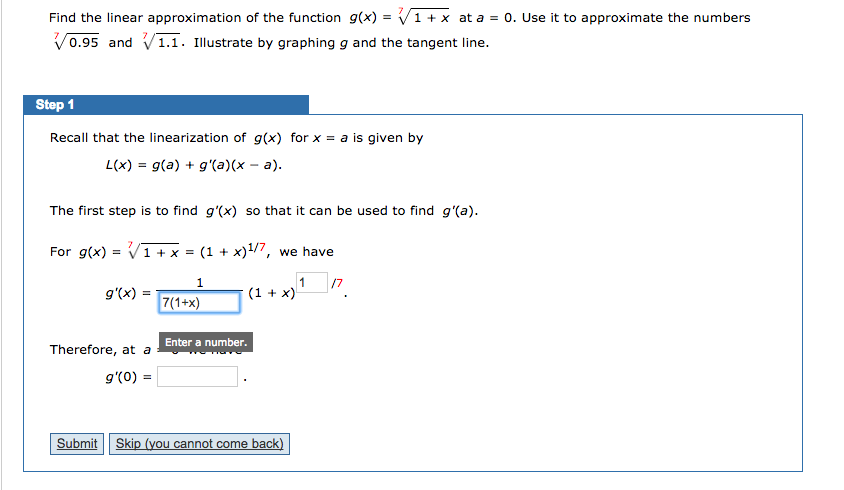 Solved Find The Linear Approximation Of The Function G X