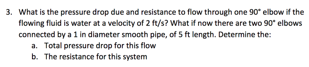 Solved What is the pressure drop due and resistance to flow | Chegg.com