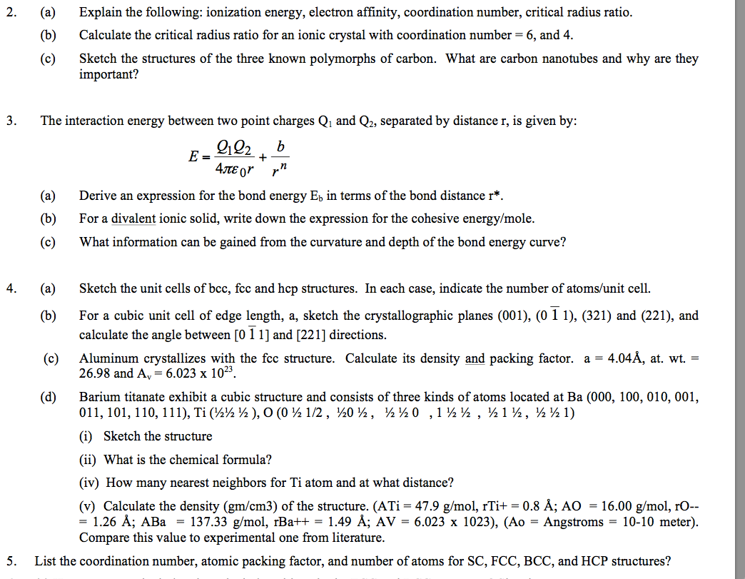 Solved Explain the following: ionization energy, electron | Chegg.com