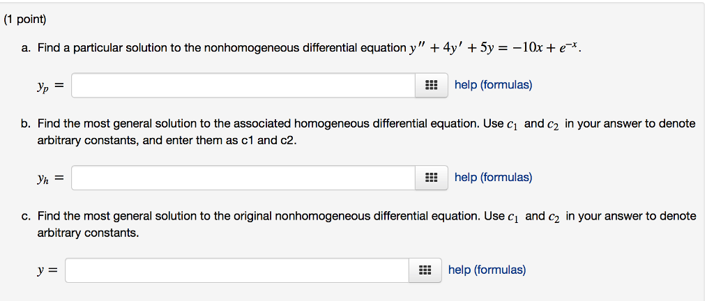 Solved 1 Point A Find A Particular Solution To The 