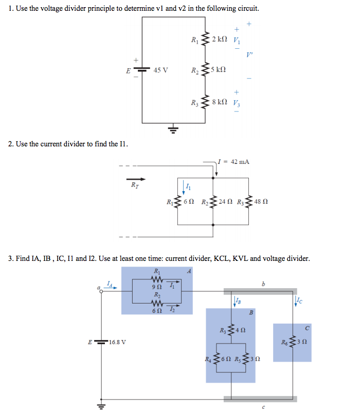 Solved 1. Use the voltage divider principal to determine V 1 | Chegg.com