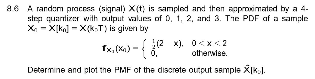 Solved A random process (signal) X(t) is sampled and then | Chegg.com
