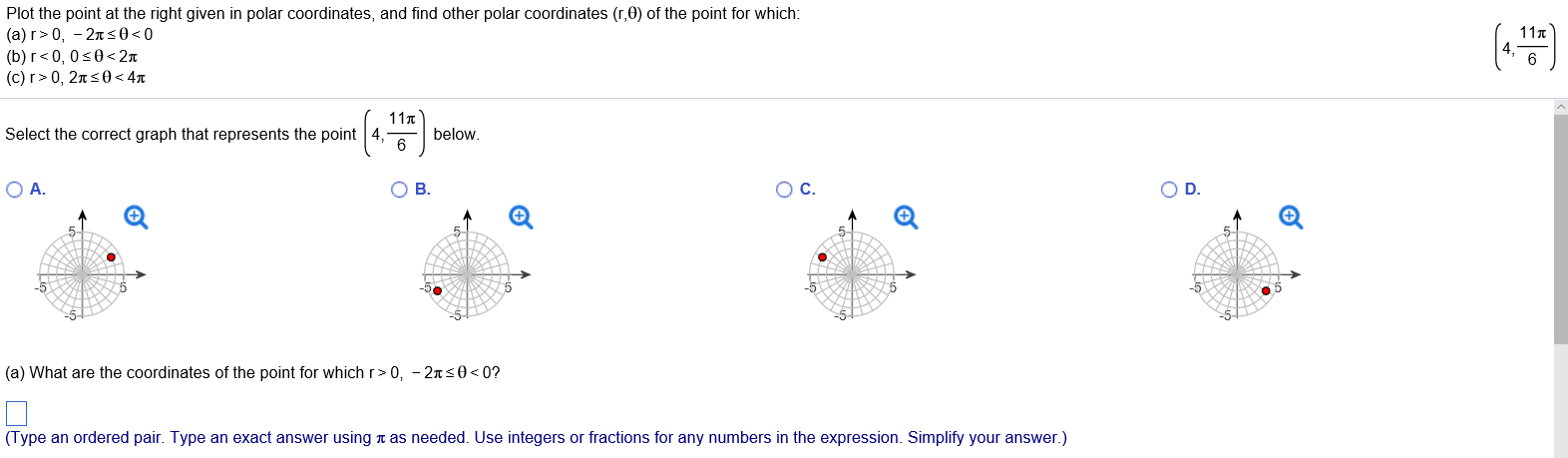 Solved Plot the point at the right given in polar | Chegg.com