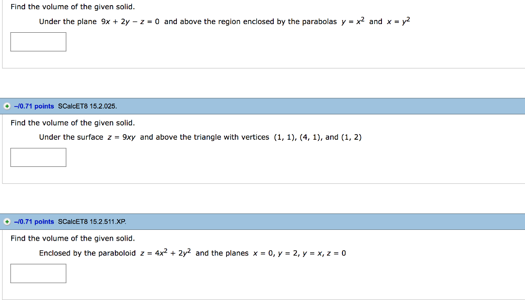 Solved Find the volume of the given solid. Under the plane | Chegg.com