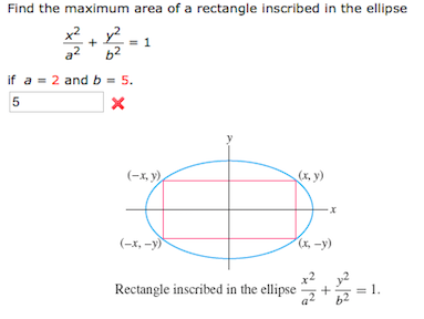 Solved Find the maximum area of a rectangle inscribed in the | Chegg.com