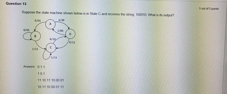 Solved suppose the state machine shown below is in state C | Chegg.com