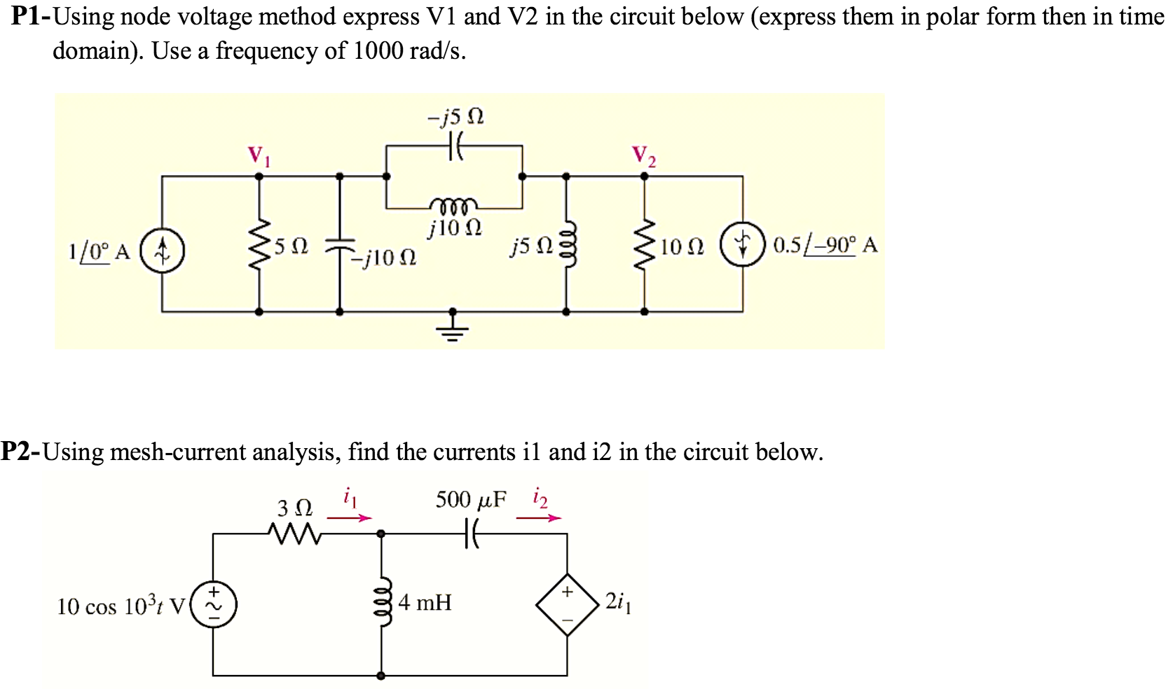Solved Using node voltage method express V1 and V2 in the | Chegg.com