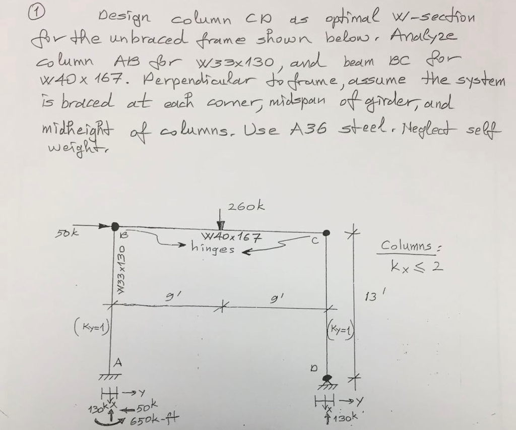 Design column CD as optimal W-section for the | Chegg.com