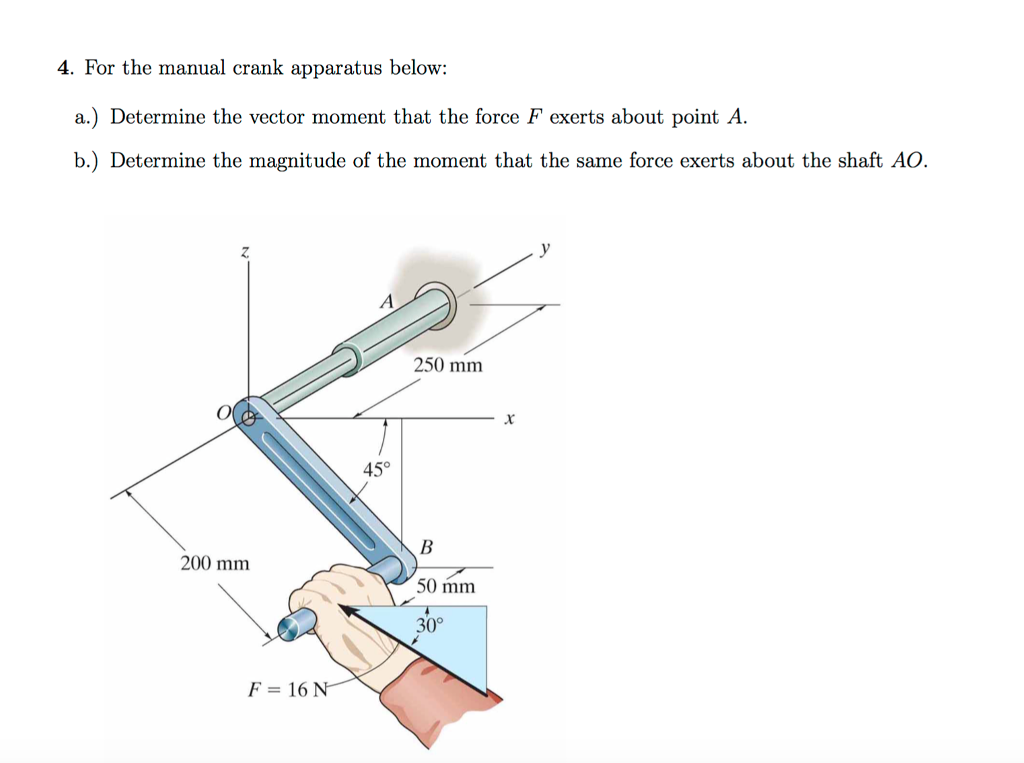 Solved For the manual crank apparatus below: Determine the | Chegg.com