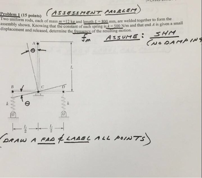 Solved Two uniform rods, each of mass m = 12 kg and length L | Chegg.com