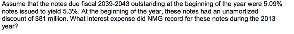 Solved Following is the debt footnote from the NMG InC. 2013 | Chegg.com