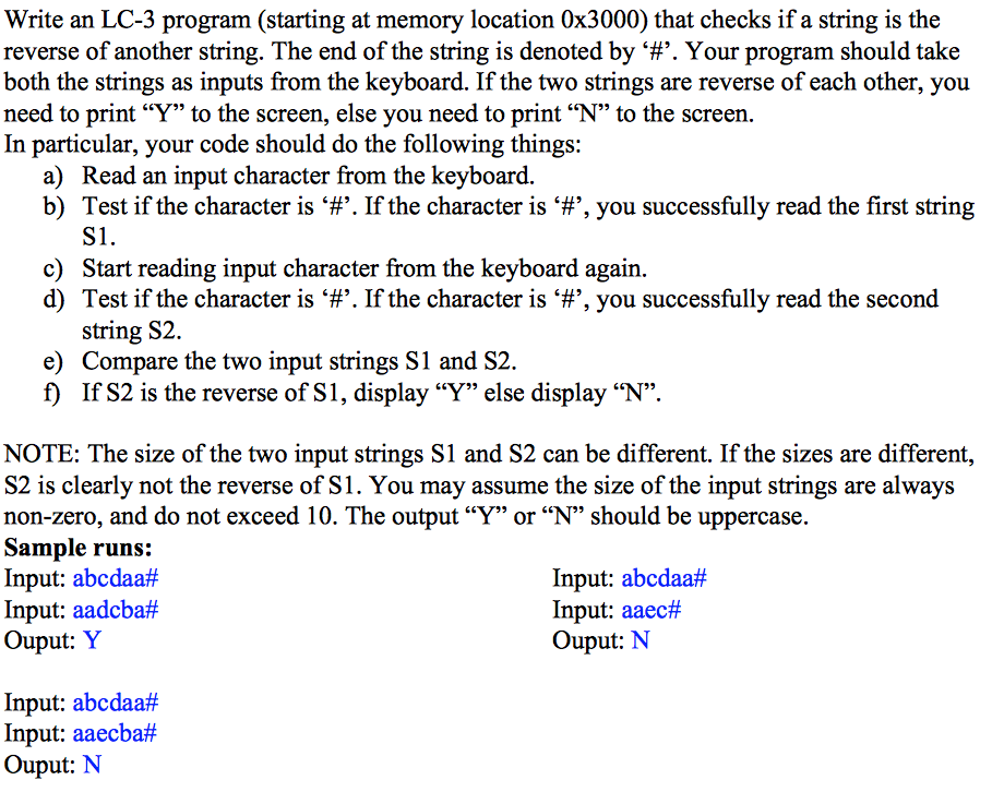 Solved Write an LC-3 program (starting at memory location | Chegg.com