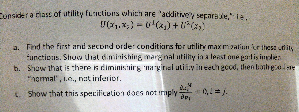 Solved Consider a class of utility functions which are | Chegg.com