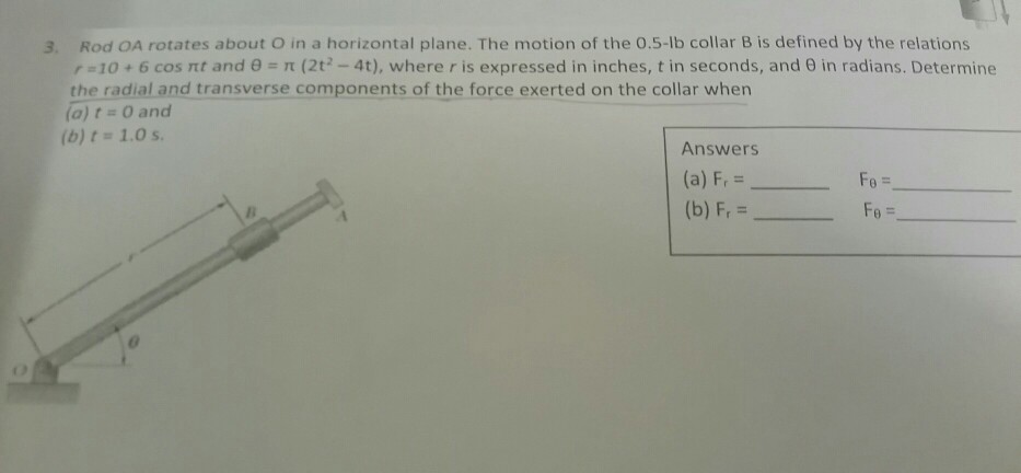 Solved relations 3 Rod OA rotates about O in a horizontal | Chegg.com Solved relations 3 Rod OA rotates about O in a horizontal | Chegg.com