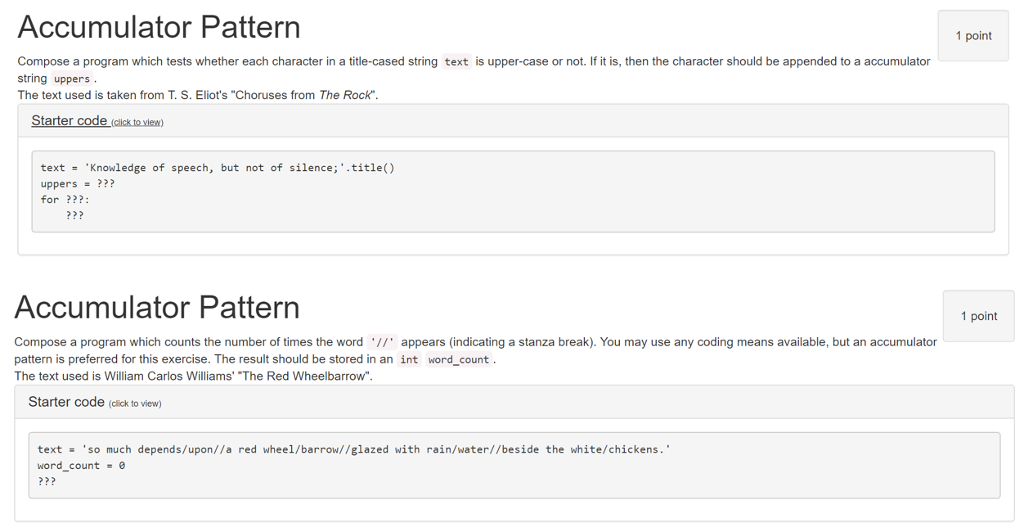 Solved Accumulator Pattern point Compose a program which | Chegg.com