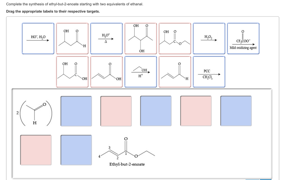 Solved Complete the synthesis of ethyl-but-2-enoate starting | Chegg.com