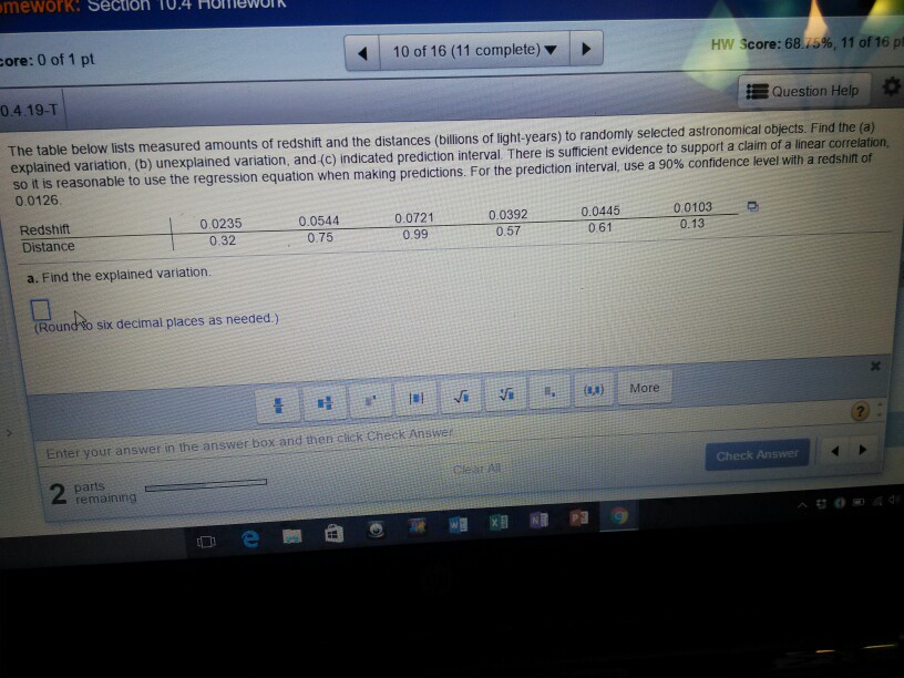Solved The table below lists measured amounts of redshift | Chegg.com