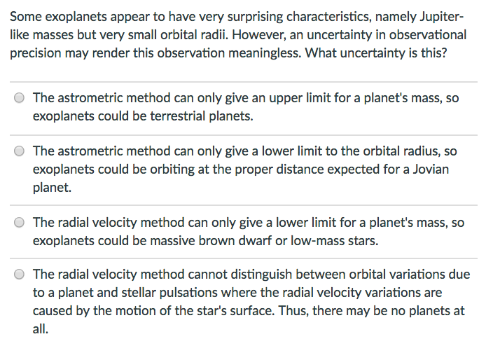 Solved Some exoplanets appear to have very surprising | Chegg.com