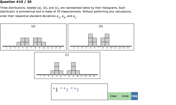 Solved Question #10 / 20 Three distributions, labeled (a), | Chegg.com
