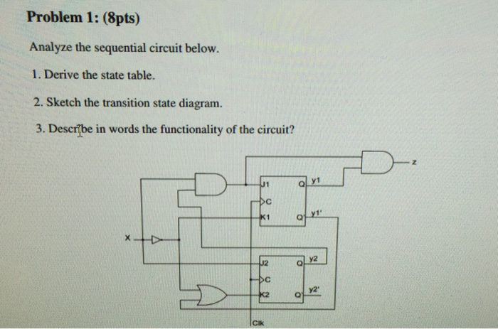 Solved Problem 1: (8pts) Analyze the sequential circuit | Chegg.com Solved Problem 1: (8pts) Analyze the sequential circuit | Chegg.com