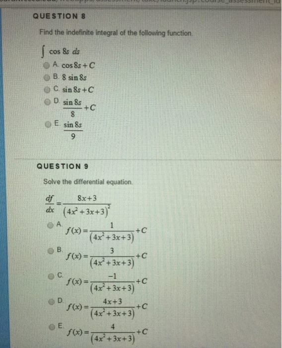 Solved Find the indefinite integral of the following | Chegg.com