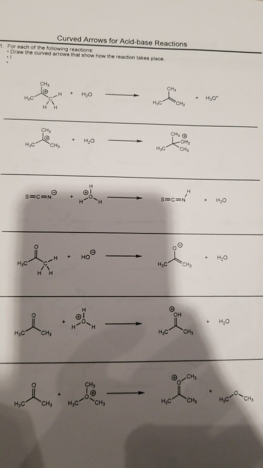 Solved Curved Arrows for Acid-base Reactions 1. For each of | Chegg.com