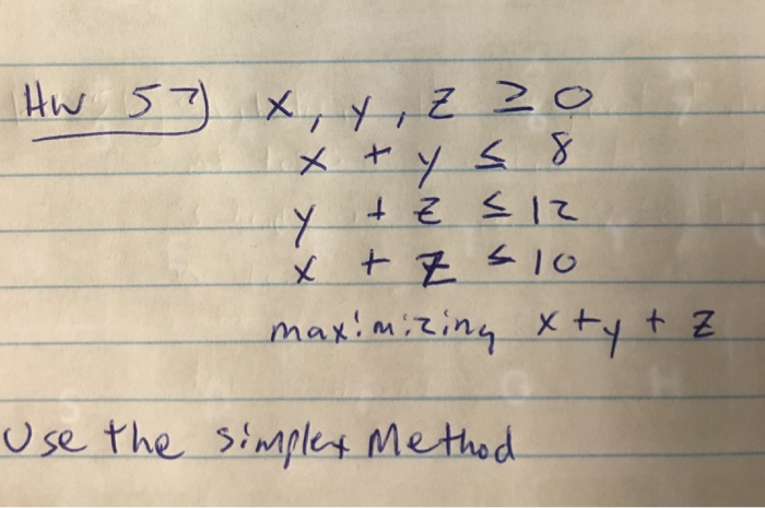 Solved Use the simplex method to solve. For Finite Math. I | Chegg.com