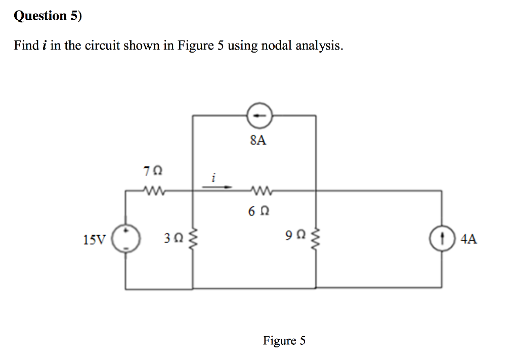 Solved Find i in the circuit shown in Figure 5 using nodal | Chegg.com