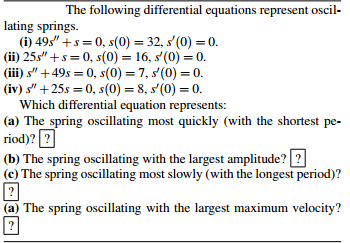 Solved The following differential equations represent | Chegg.com