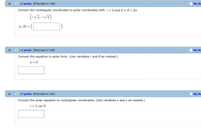 Solved Convert the rectangular coordinates to polar | Chegg.com Solved Convert the rectangular coordinates to polar | Chegg.com