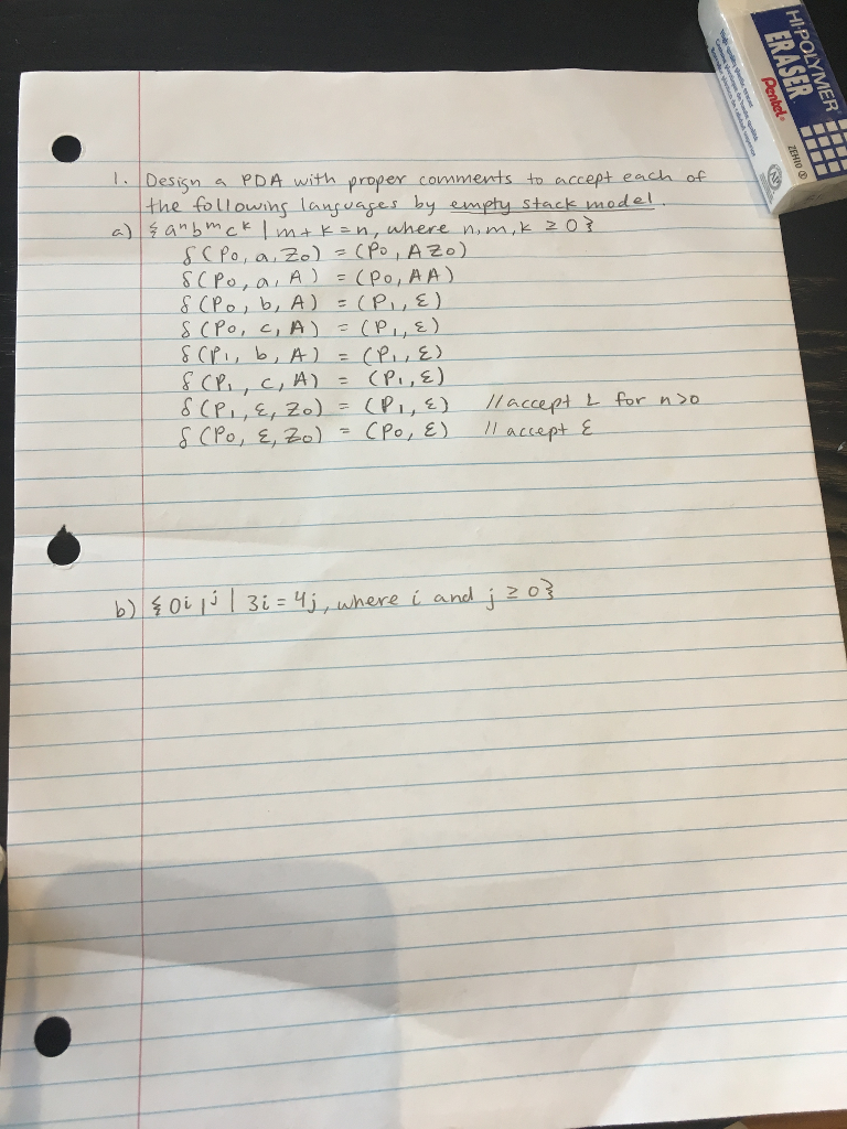 Solved 1. Design a PDA with proper comments to accept each | Chegg.com