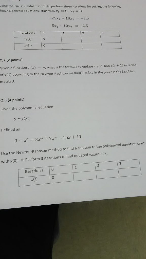 Solved Using the Gauss-Seidal method to perform three | Chegg.com