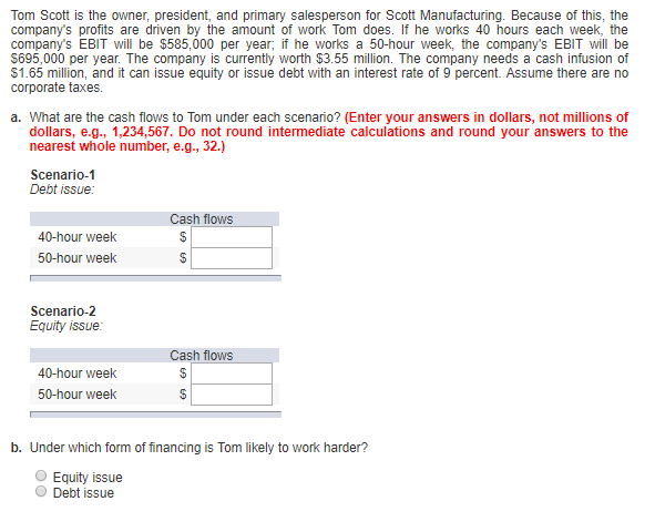 Solved Tom Scott is the owner, president, and primary | Chegg.com