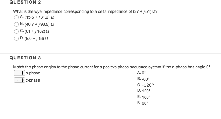 Solved QUESTION 1 Match the line-to-line voltage with the | Chegg.com