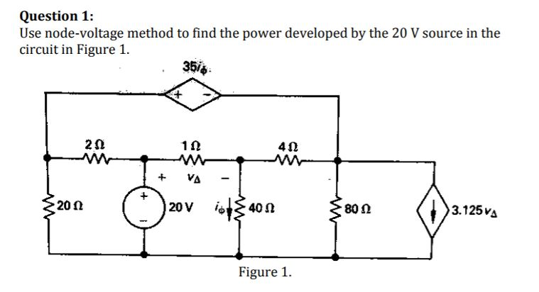 Solved Use node-voltage method to find the power developed | Chegg.com
