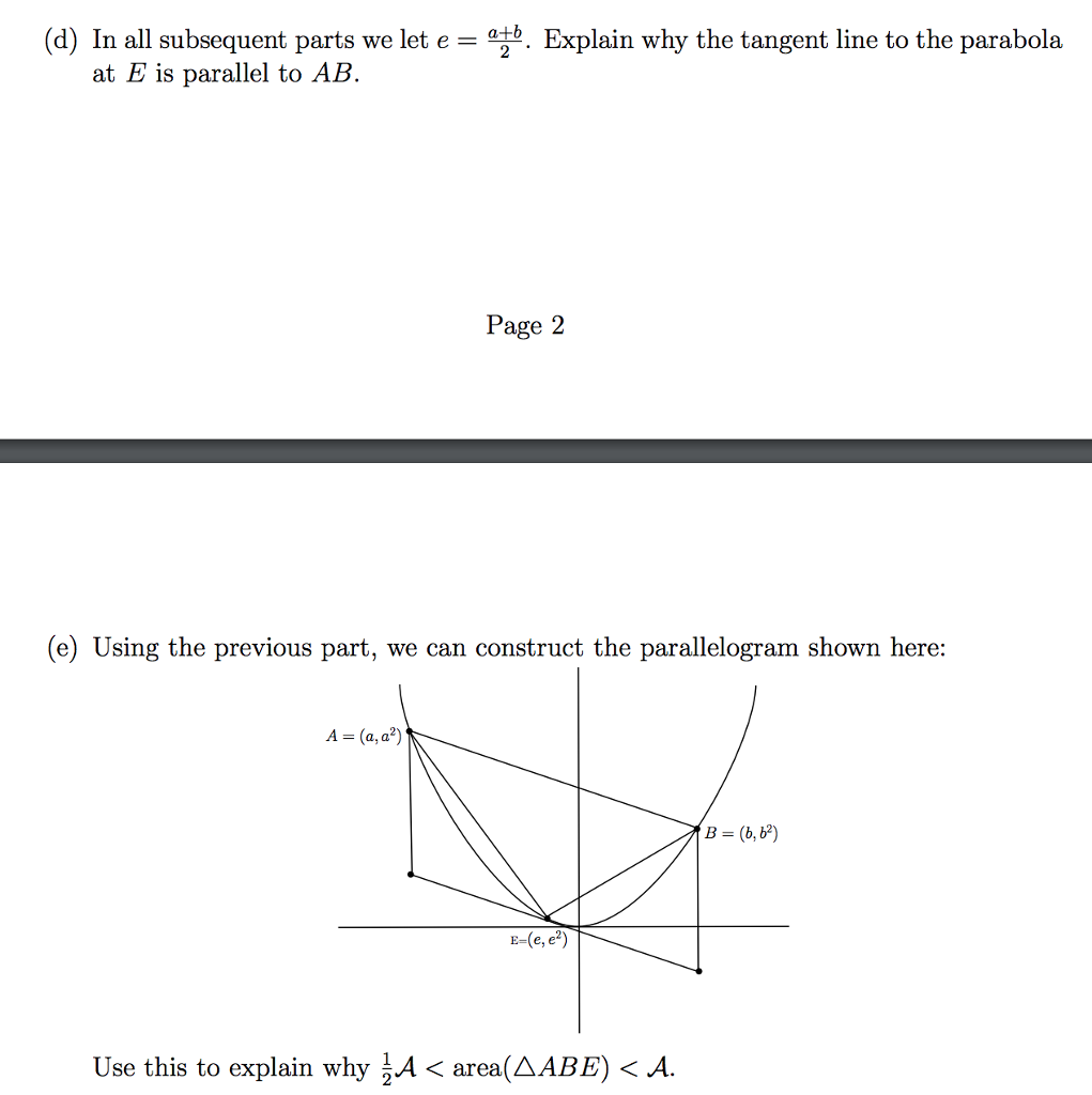Starting with the parabola y2 and a chord AB, our | Chegg.com