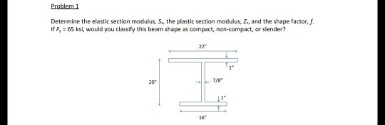 Solved Problem 1 Determine the elastic section modulus, S | Chegg.com