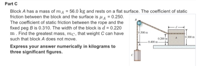 Solved Block A has a mass of m_A = 56.0 kg and rests on a | Chegg.com