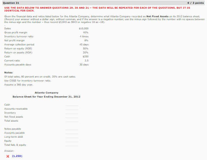 Solved USE THE DATA BELOW TO ANSWER QUESTIONS 29, 30 AND 31 | Chegg.com