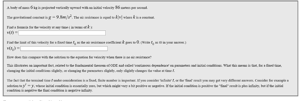 Solved A body of mass 6 kg is projected vertically upward | Chegg.com