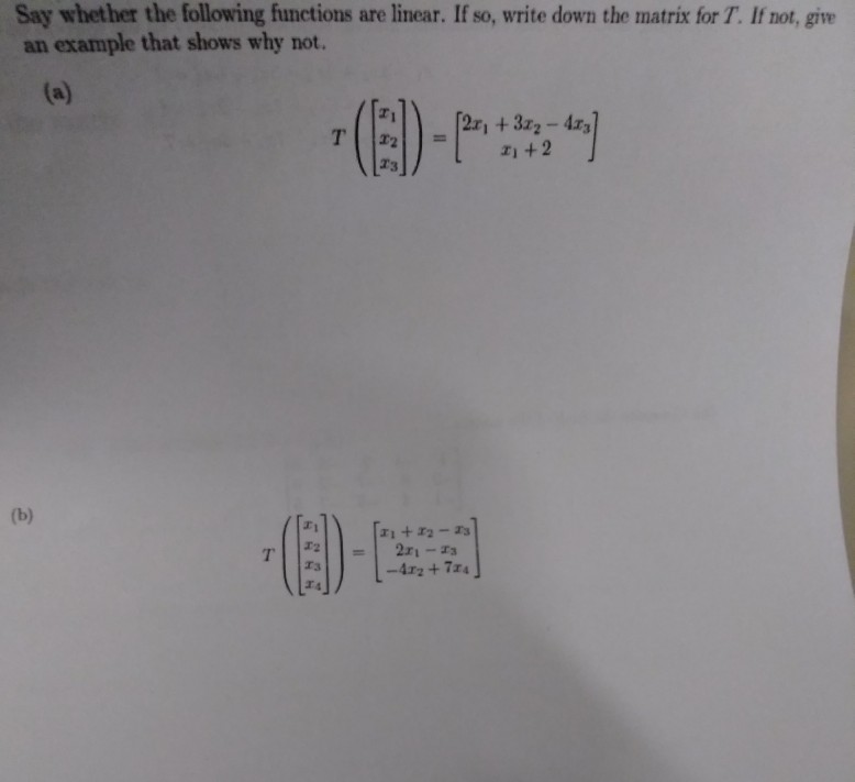 Solved Say whether the following functions are linear. If | Chegg.com